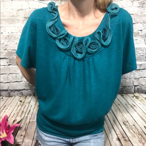 BCX | Tops | Bcx Teal Rosebud Blousy Tunic Size Med N26 | Poshmark